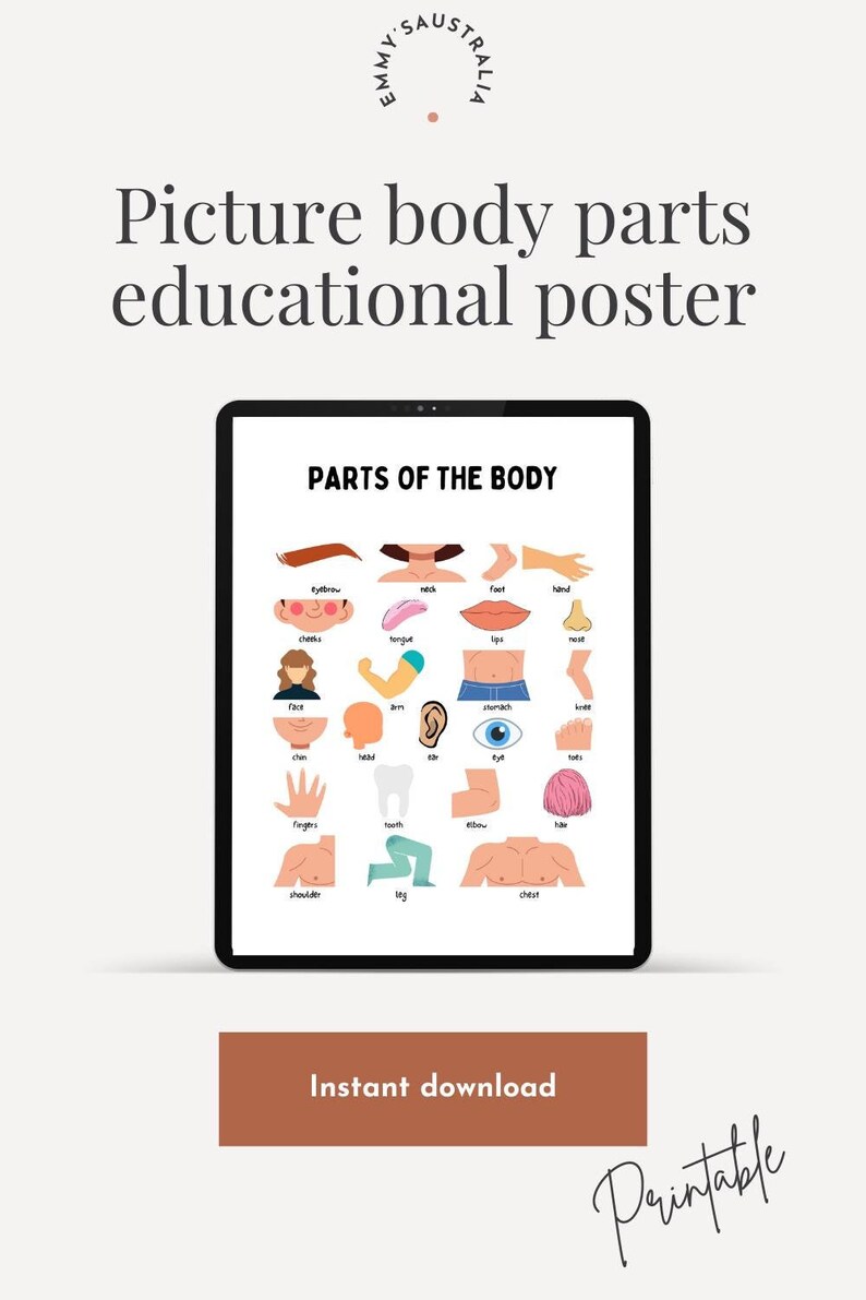 Body Part Poster, Educational Wall Art, Back to School, Homeschool ...