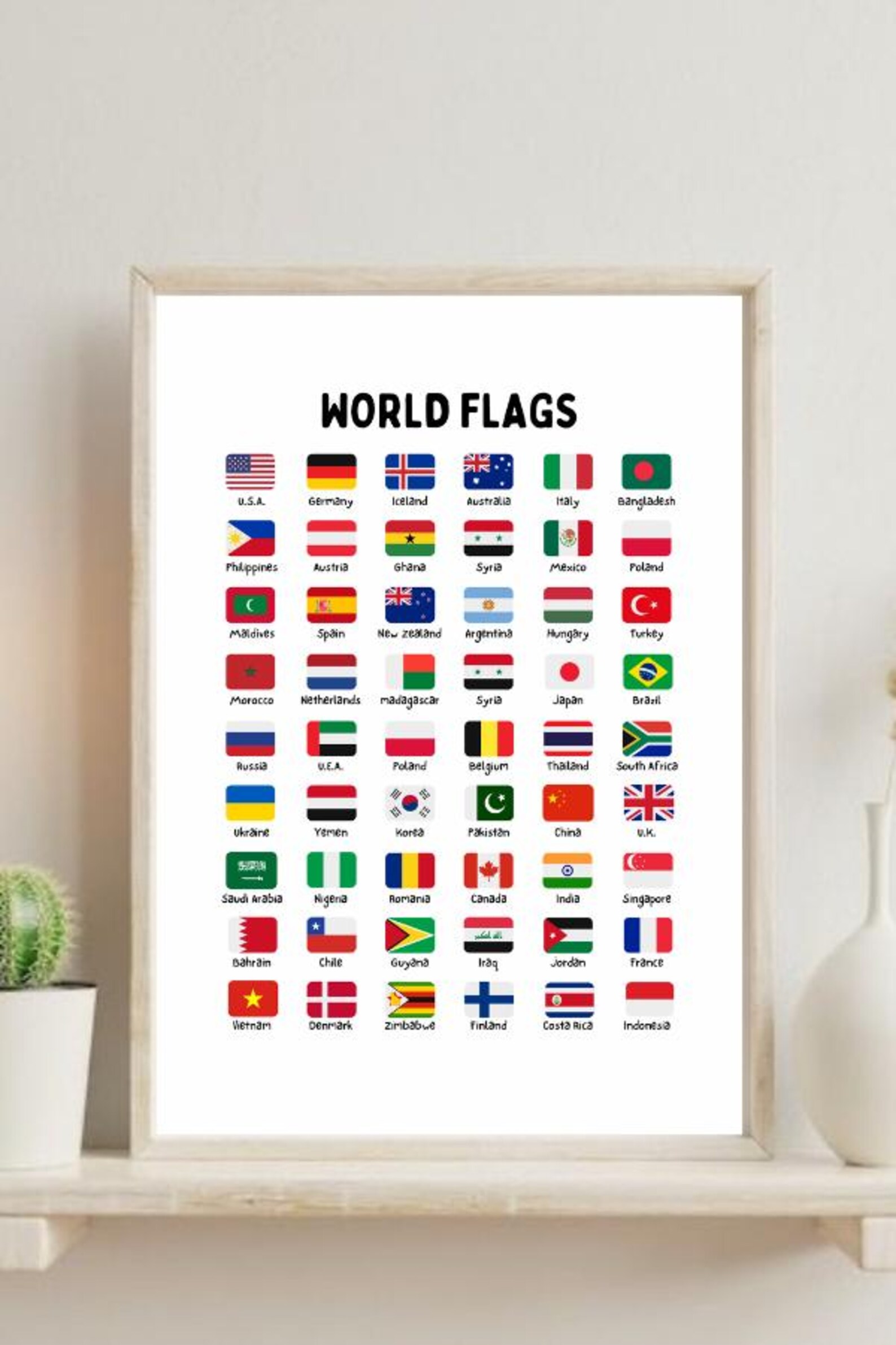 World Flag Poster, Educational Poster, A4 Poster, Digital Download ...