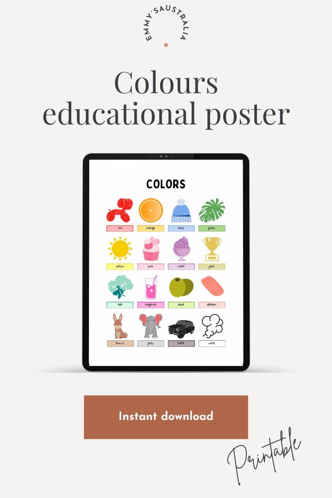 Rainbow Colors Educational Poster, Homeschool Classroom Decor (digital ...