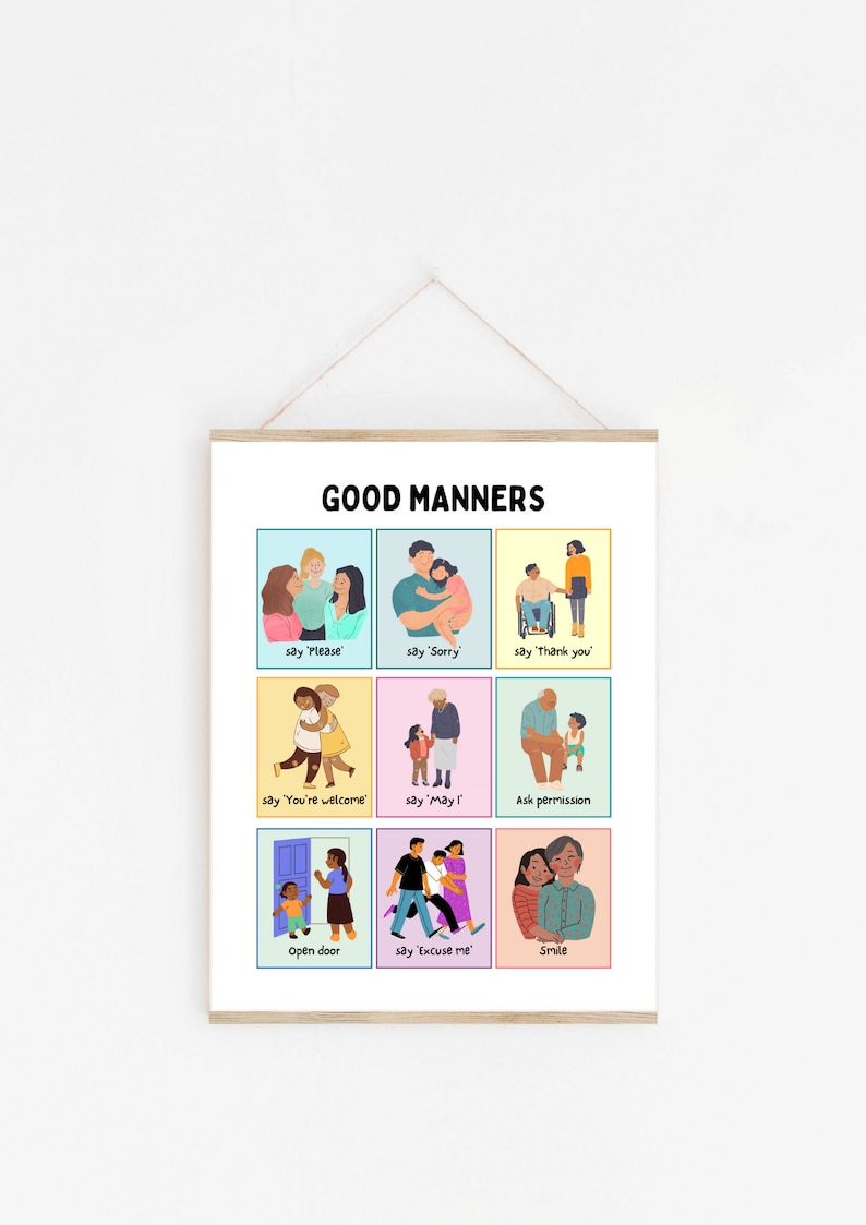 Good Manners Poster, Educational Wall Art, Back to School, Homeschool ...