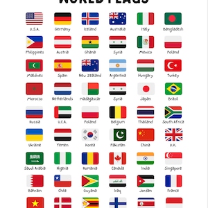 World Flag Poster, Educational Poster, A4 Poster, Digital Download ...