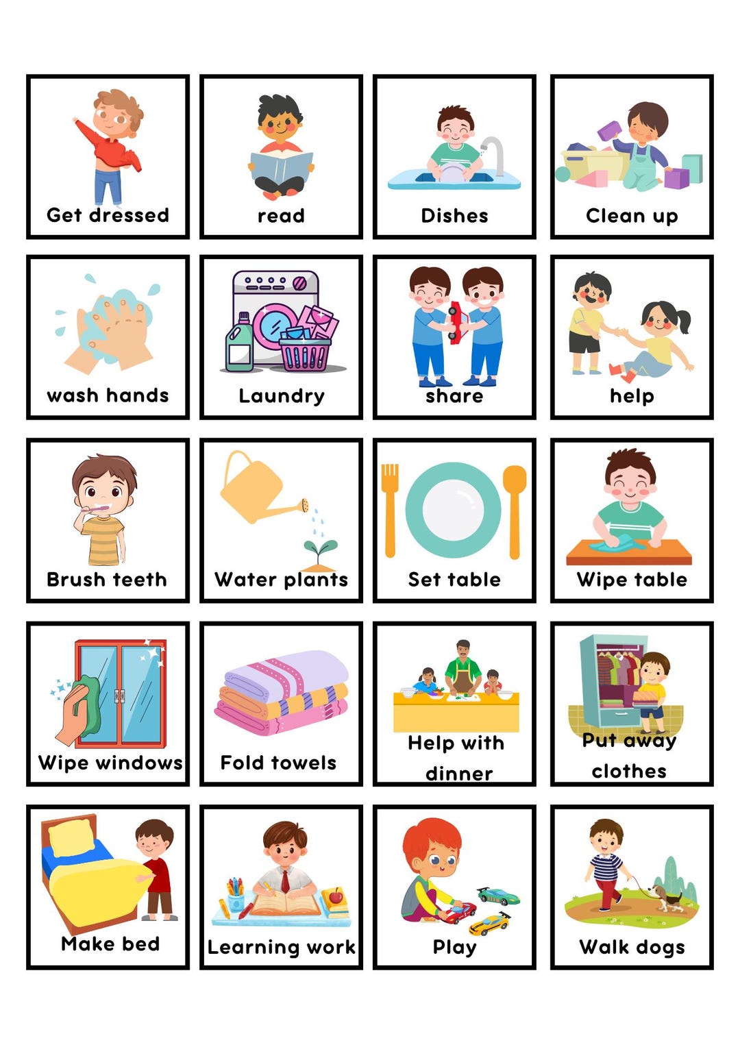 Kids Chore Chart Printable | Minimalist Daily Routine Checklist ...