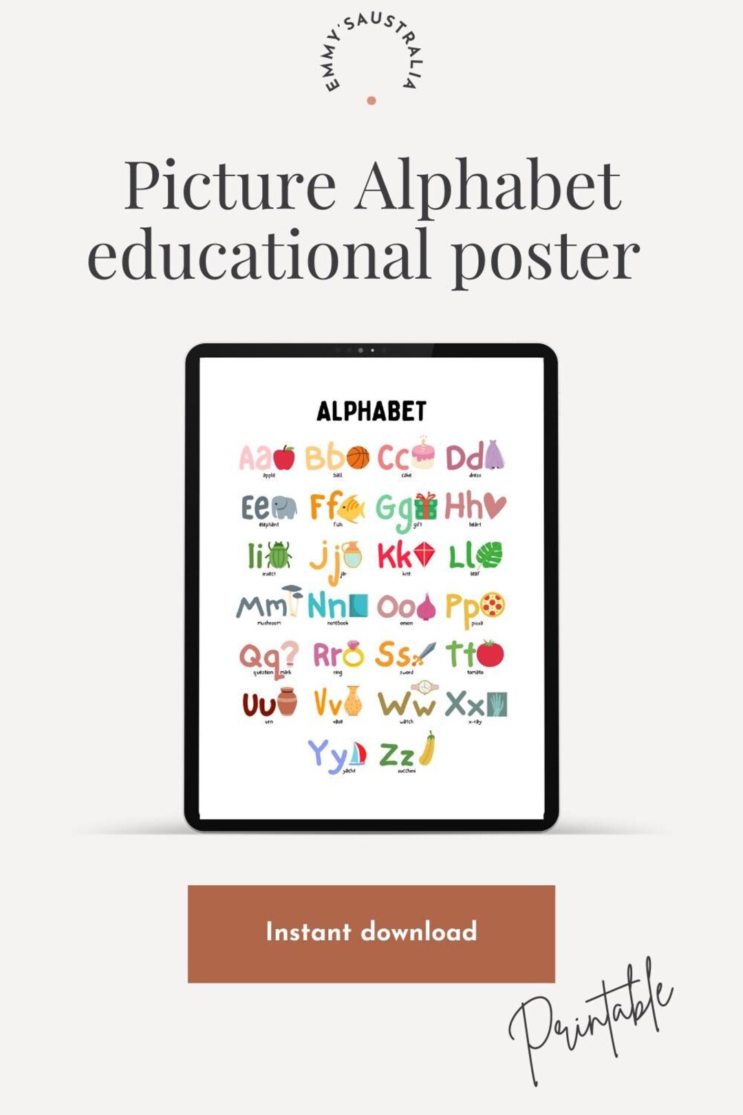 Rainbow Alphabet Poster, Educational Classroom Decor (digital Download ...