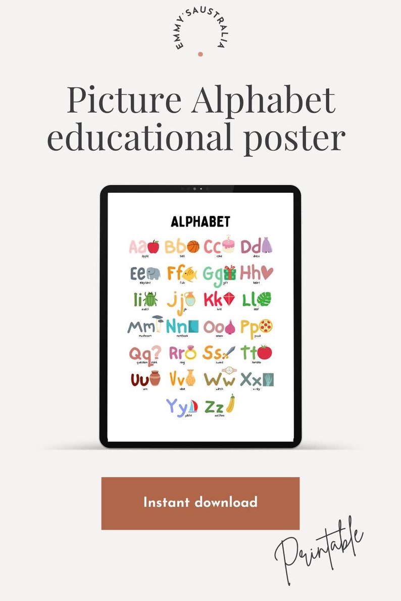 Rainbow Alphabet Poster, Educational Wall Art, Back to School ...