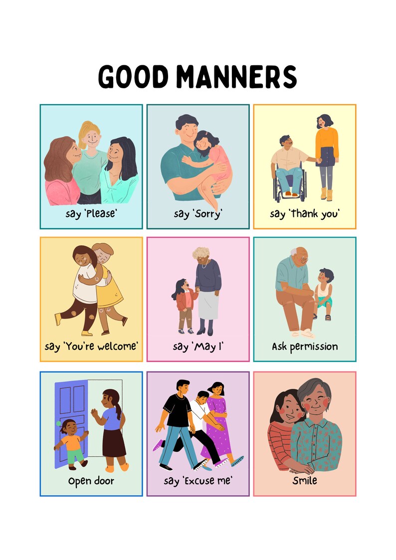 Good Manners Poster, Educational Wall Art, Back to School, Homeschool ...