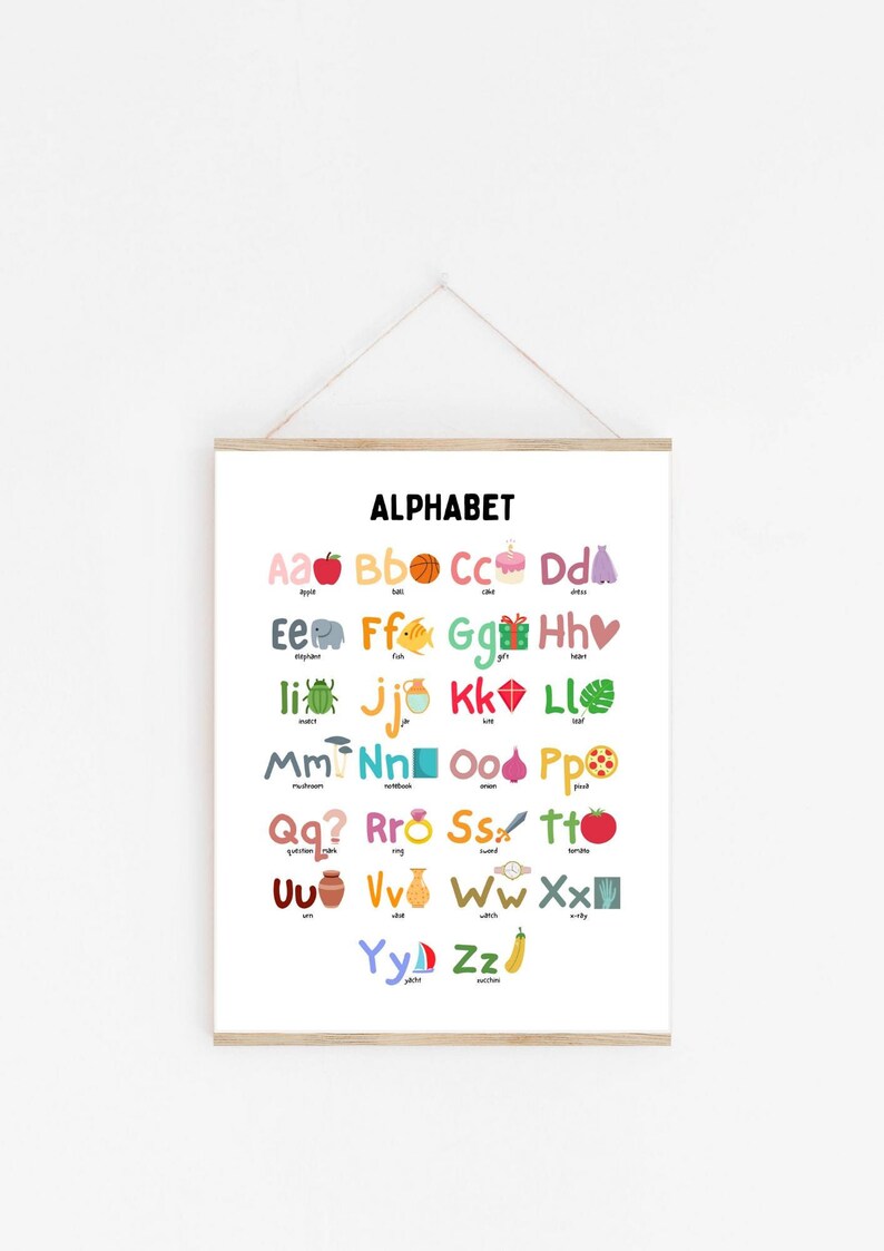 Rainbow Alphabet Poster, Educational Wall Art, Back to School ...