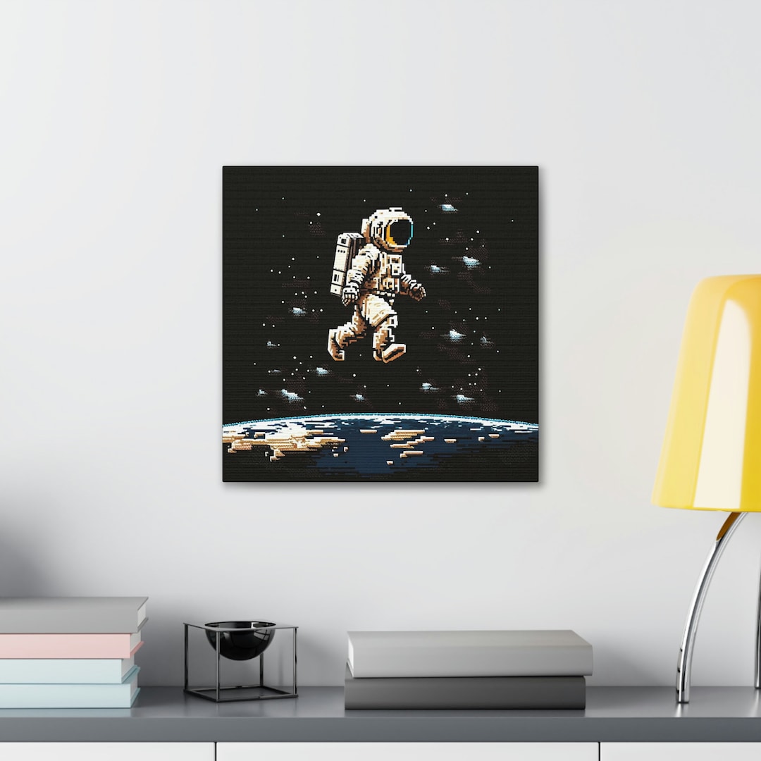 Astronaut Spacewalk - 8-bit | Wall Art Canvas & Poster Prints - Etsy