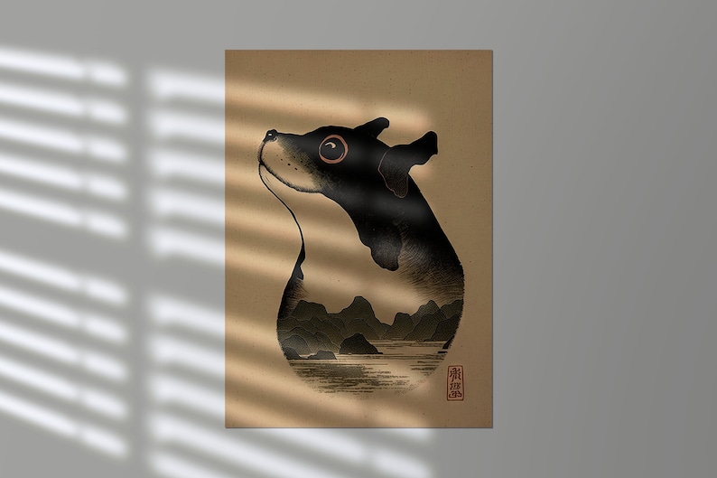 Japanese Dog Print, Matsumoto Hoji Inspired Art Print, Japanese Decor ...