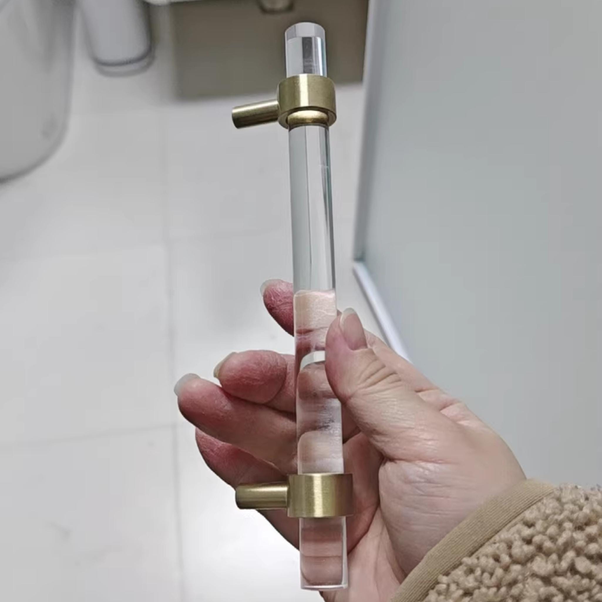 Customize Acrylic Gold Drawer Pulls and Knobs Clear Dresser Handles Brass Acrylic Pulls & Knobs ...