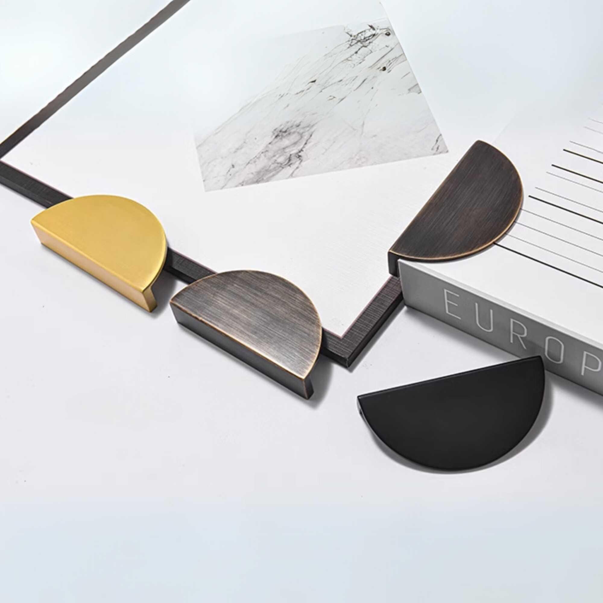 Black & Gold Half Moon Pulls – Modern Cabinet Handles – Zinc Alloy ...