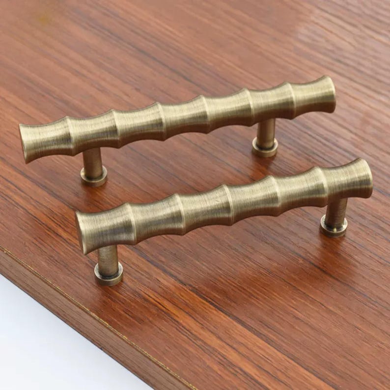 Bamboo Brass Kitchen Cabinet Knobs - Drawer Handles and Furniture Pulls - Etsy