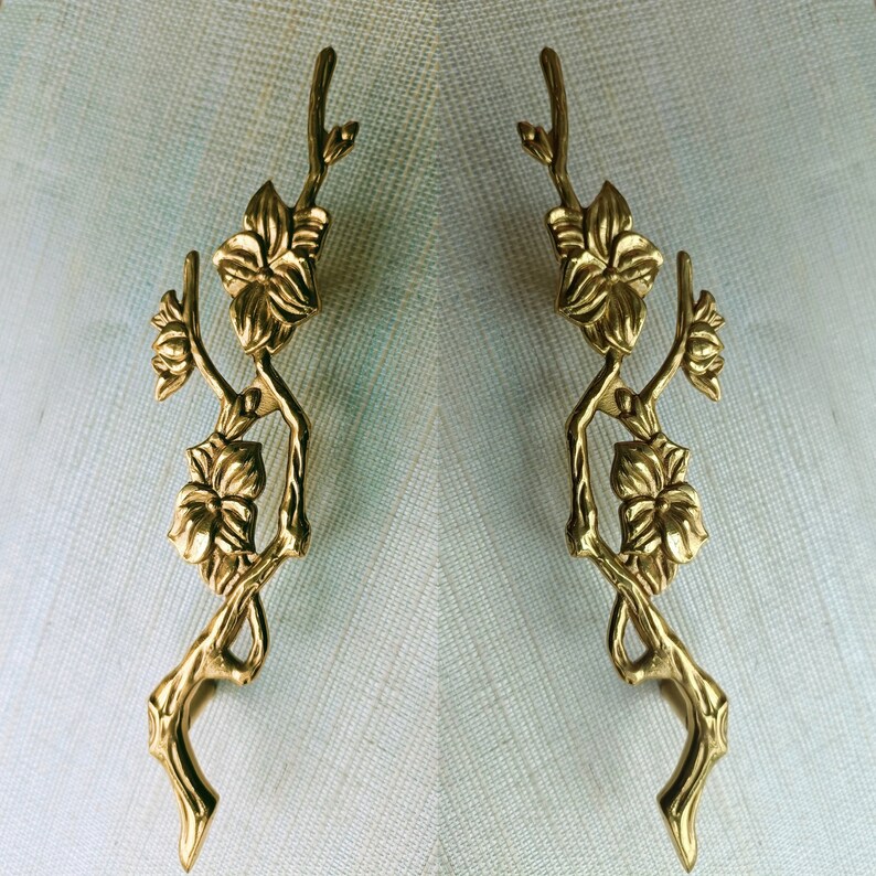 Brass Branches Handles Flower Drawer Pulls Elegant Kitchen Knob Pull - Etsy