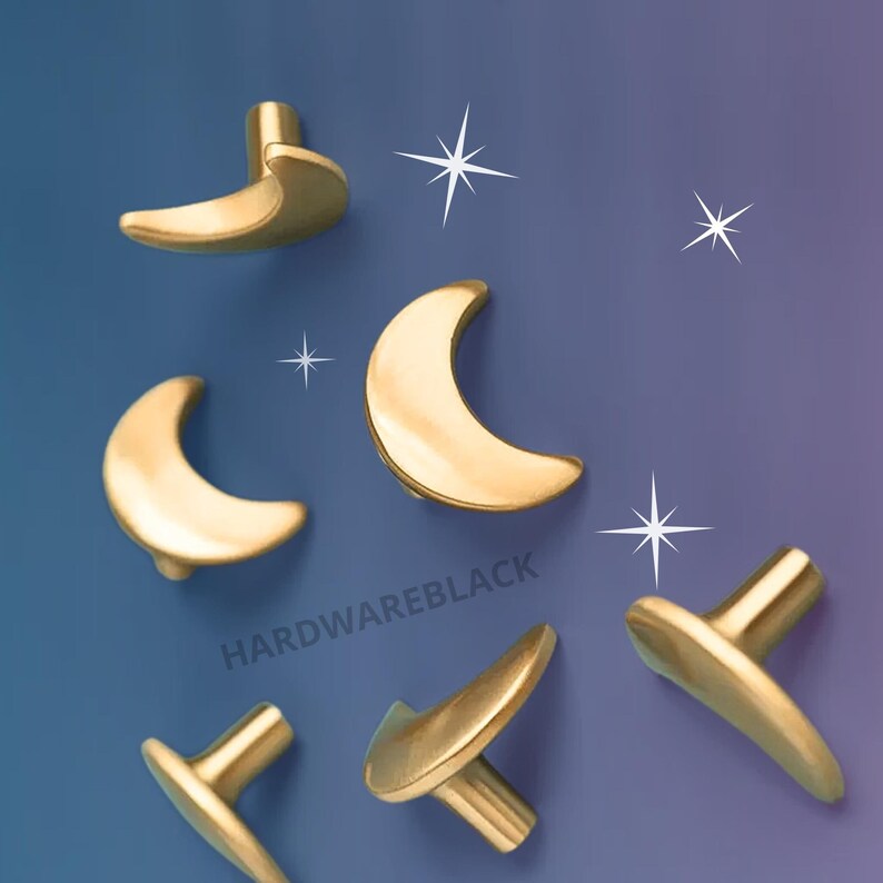 Brass Moon Drawer Knobs - Unique Furniture Hardware - HARWARE BLACK - Etsy