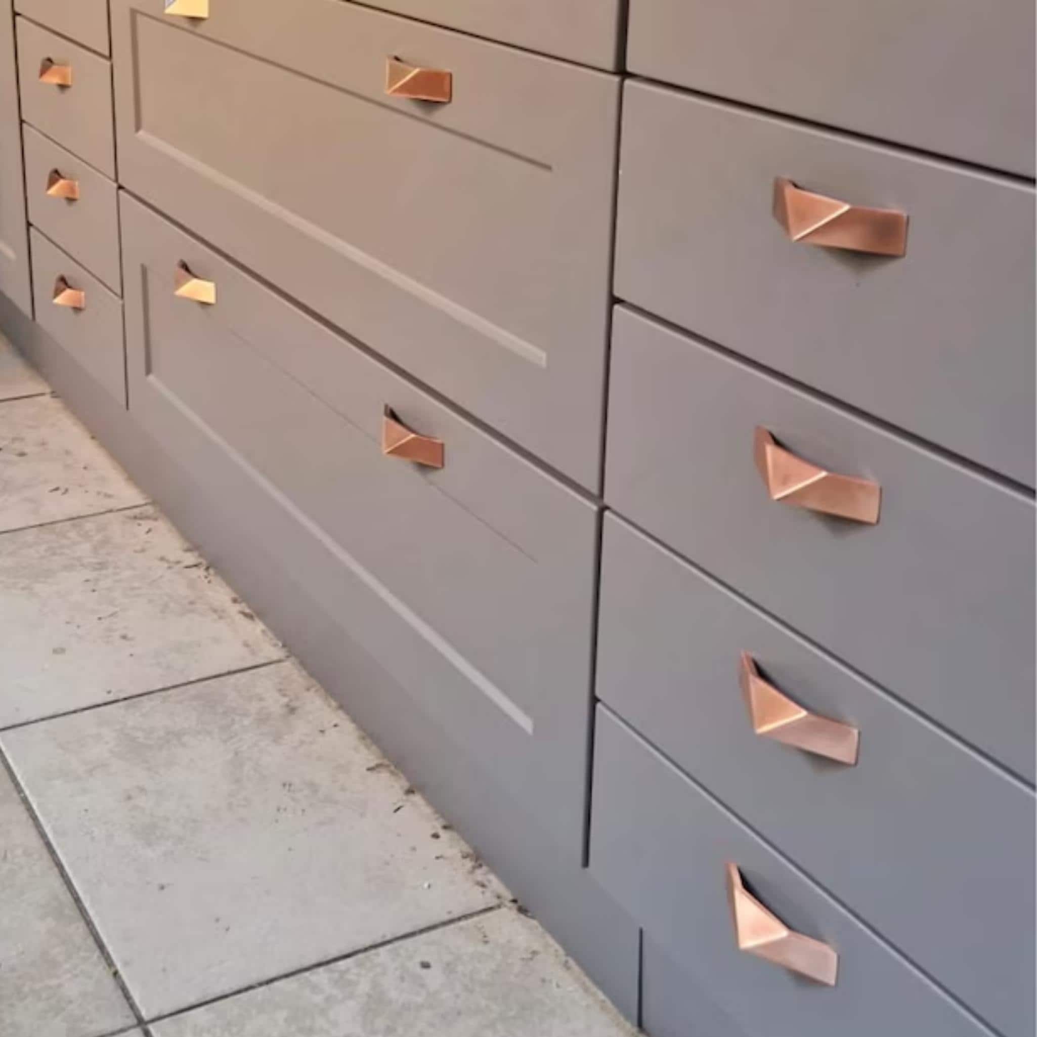 Brushed Copper Kitchen Cabinet Handles Modern Drawer Pulls and Knobs - Etsy