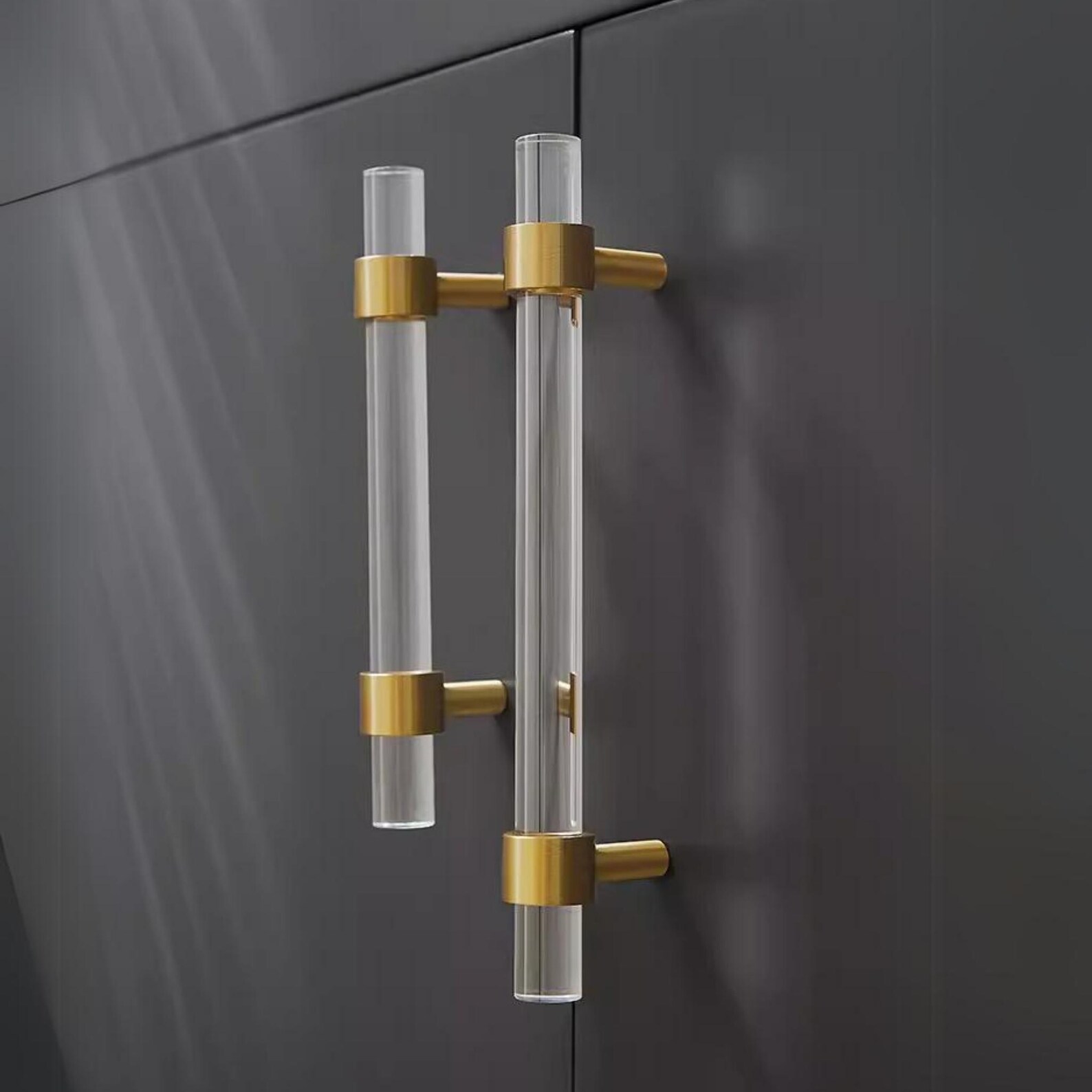 Customize Acrylic Gold Drawer Pulls and Knobs Clear Dresser Handles Brass Acrylic Pulls & Knobs ...