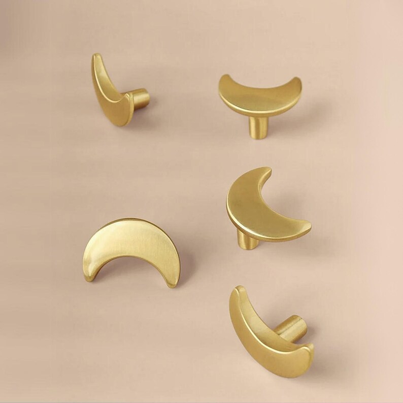 Brass Moon Drawer Knobs - Unique Furniture Hardware - HARWARE BLACK - Etsy