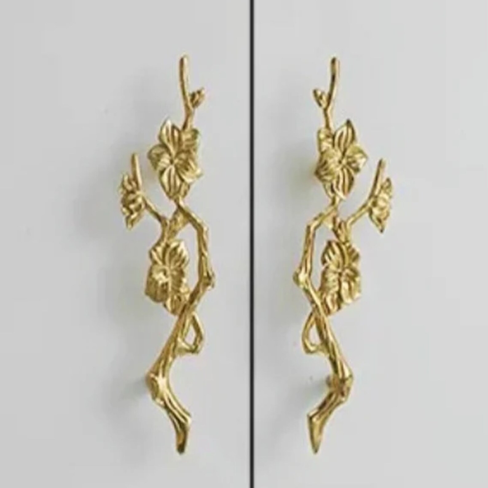 Brass Branches Handles Flower Drawer Pulls Elegant Kitchen Knob Pull - Etsy