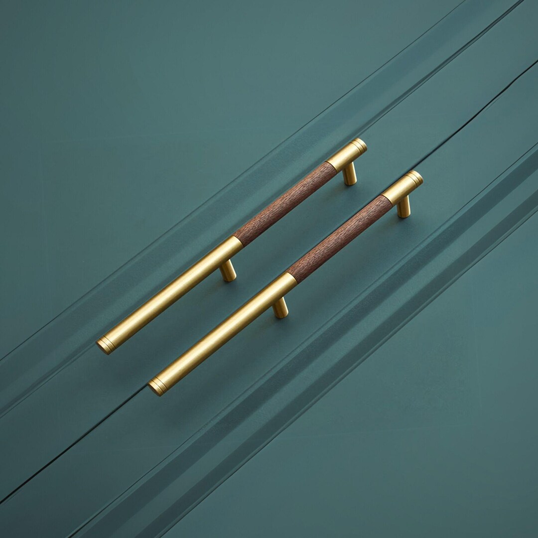 Brass Wood Cabinet Pulls – Long Drawer Handles – Solid Brass Dresser ...