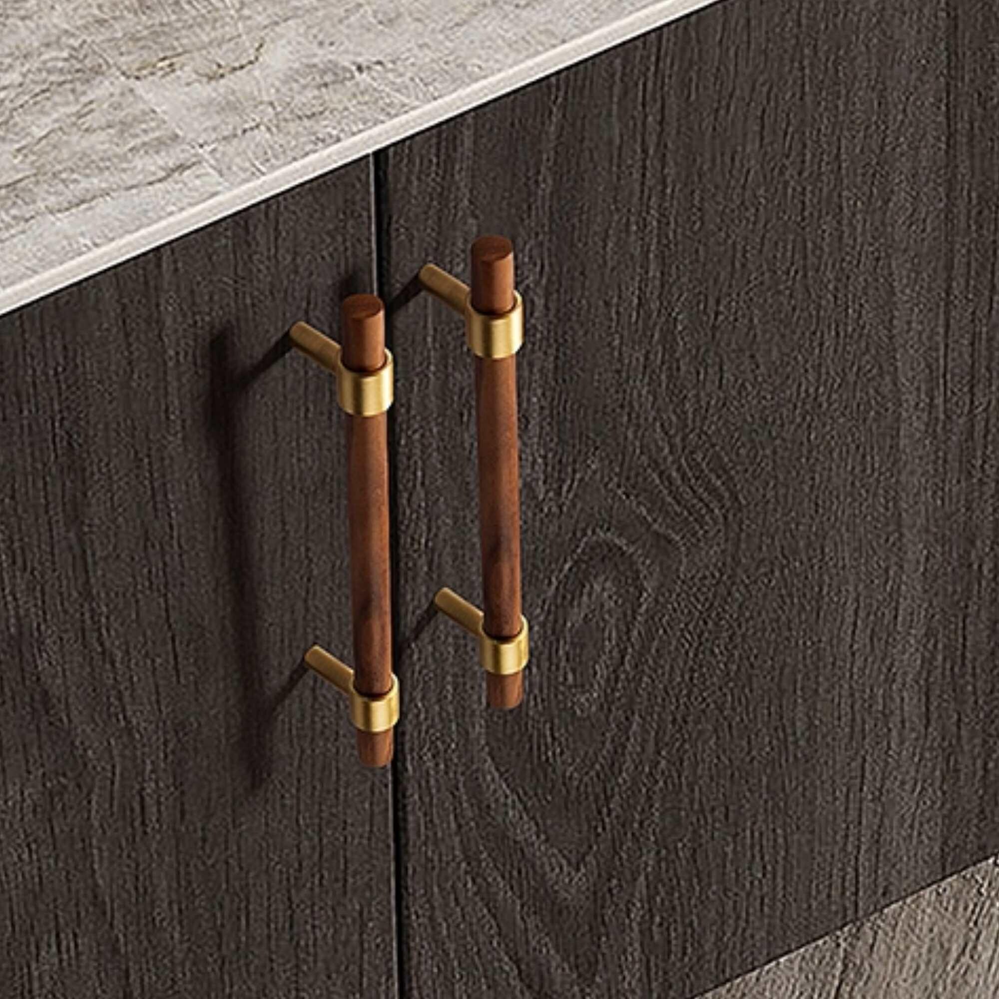 Walnut Wood and Silver Drawer Pulls for Wardrobes and Kitchen Cabinets ...
