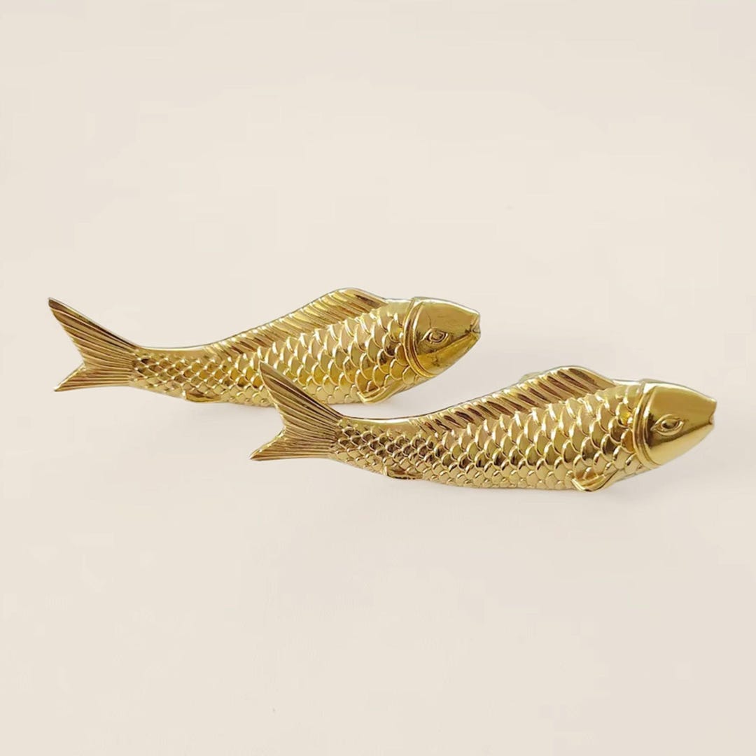 Brass Fish Drawer Pulls – Nautical Cabinet Handles for Coastal Decor ...
