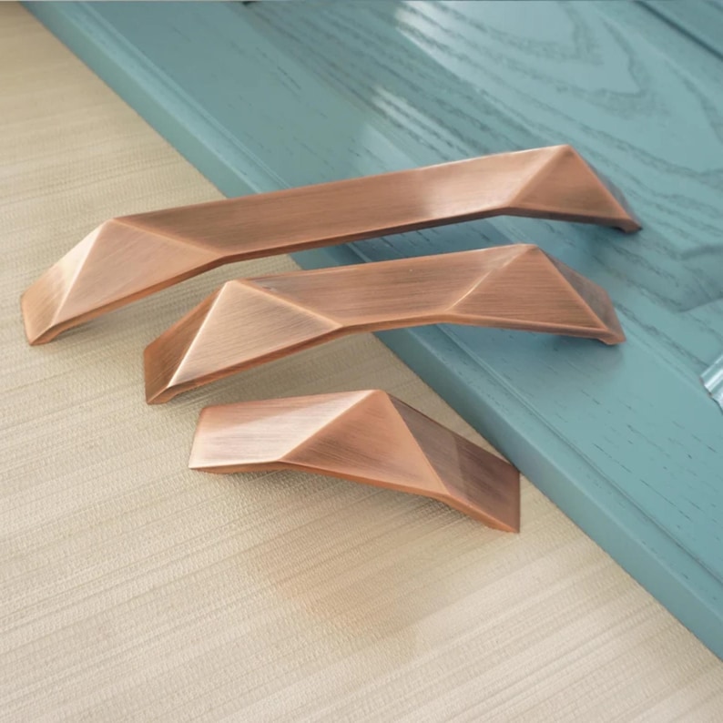 Brushed Copper Kitchen Cabinet Handles - Modern Drawer Pulls and Knobs - Etsy Australia