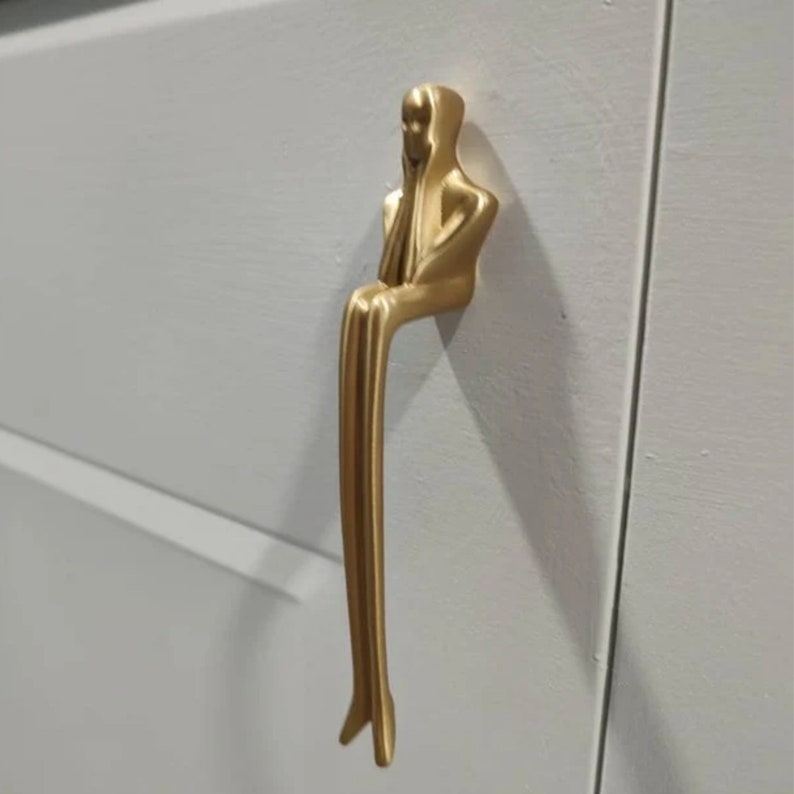 Brass Sitting Man Drawer Pull: Artistic Cabinet Handle (5.9 Inch) - Etsy