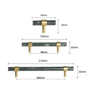 Green and White Stone Cabinet Pulls With Brass I Modern Cabinet Pulls ...