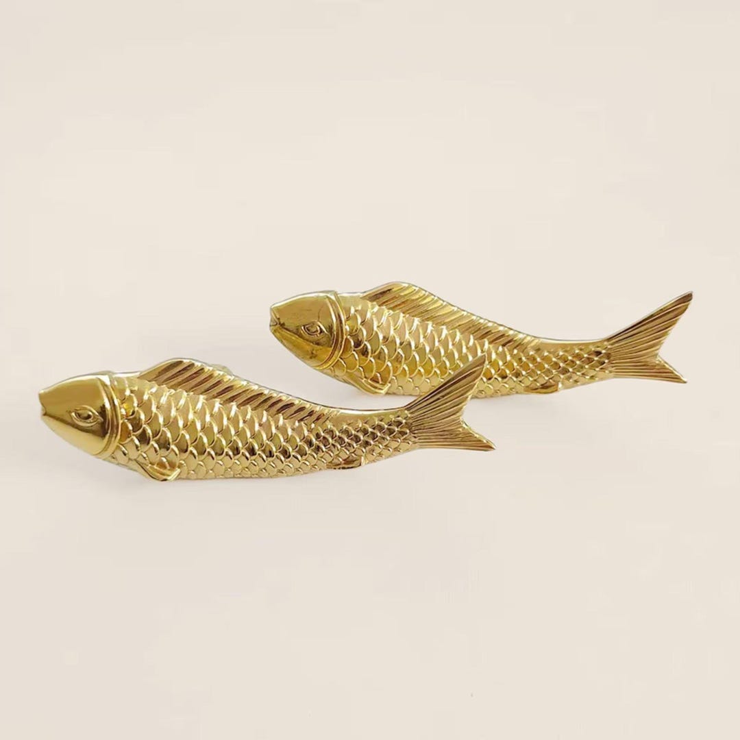 Brass Fish Drawer Pulls – Nautical Cabinet Handles for Coastal Decor ...