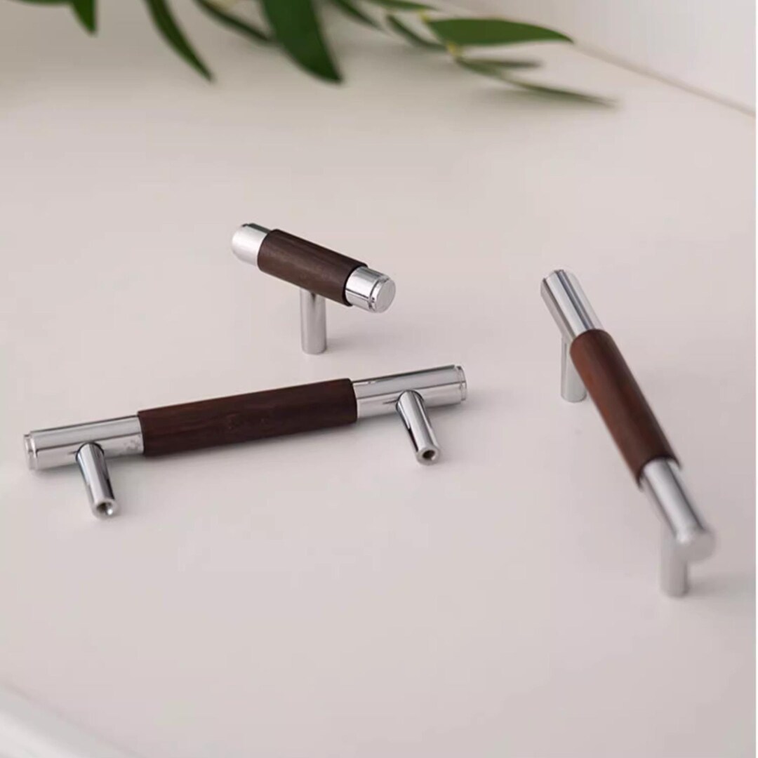 Silver Walnut Cabinet Handles Adjustable Brass Wood Drawer Pulls Modern ...