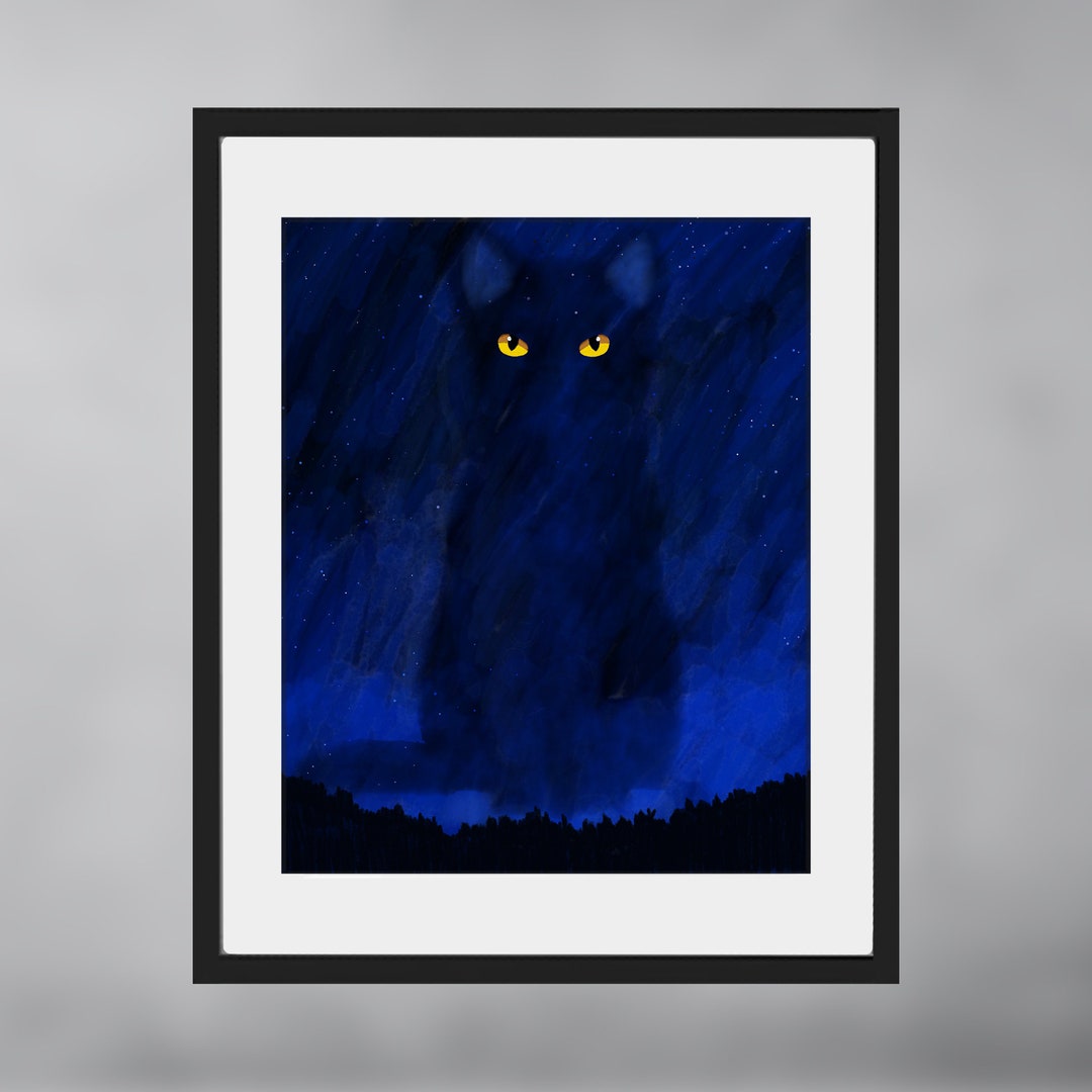 Starry Night Sky Cat Watching Over - Etsy