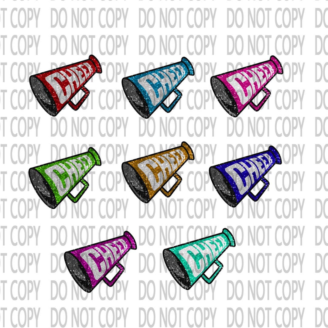 8 GLITTER Cheer Cones Spirit Clipart 11 Inch 8 Different Colors Digital ...