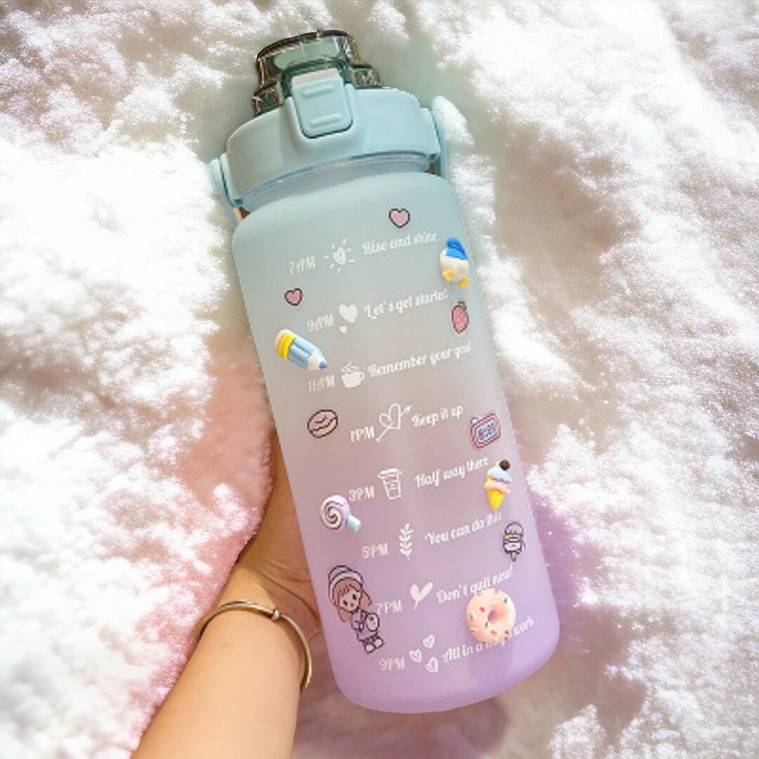 Motivational Stickers Water Bottle With Straw Stay Hydrated in Style ...