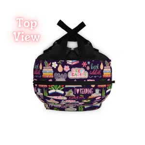 Book Lover Backpack, Reading Aesthetic Book Themed Pattern Bookbag ...