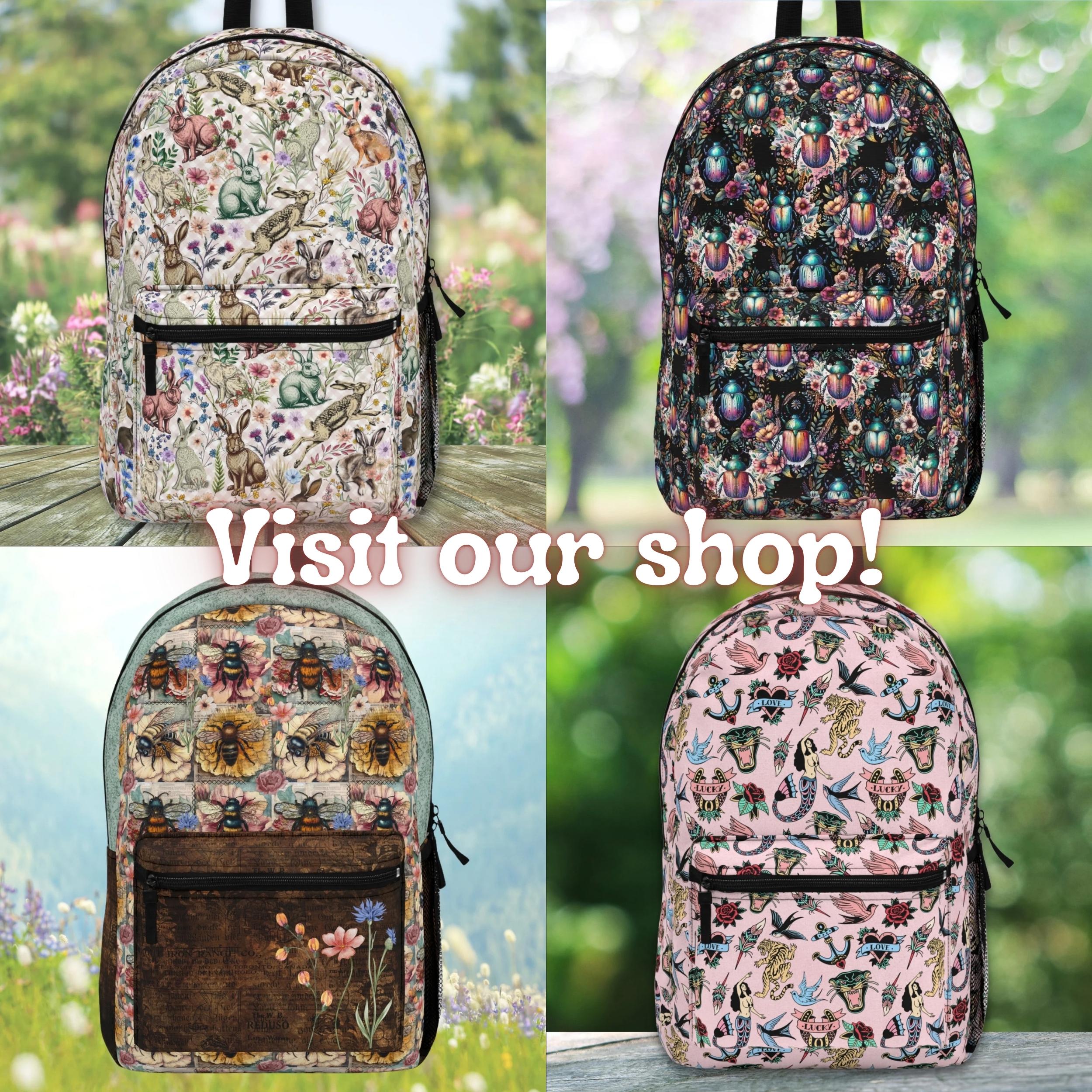 Printed Patchwork Cottagecore Style Floral Backpack, Everyday Backpack ...