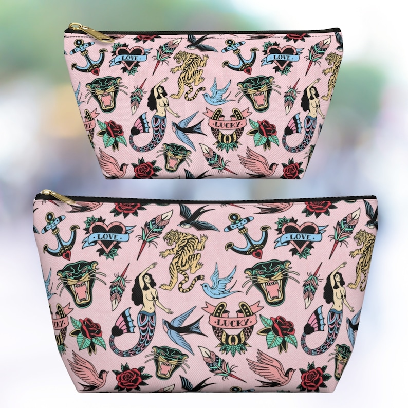 Old School Tattoo Theme Accessory Pouch, Traditional Tattoo Print ...