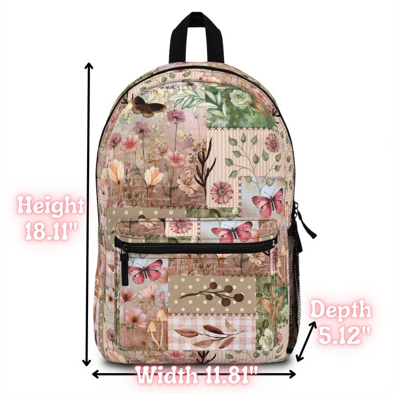 Printed Patchwork Cottagecore Style Floral Backpack, Everyday Backpack ...