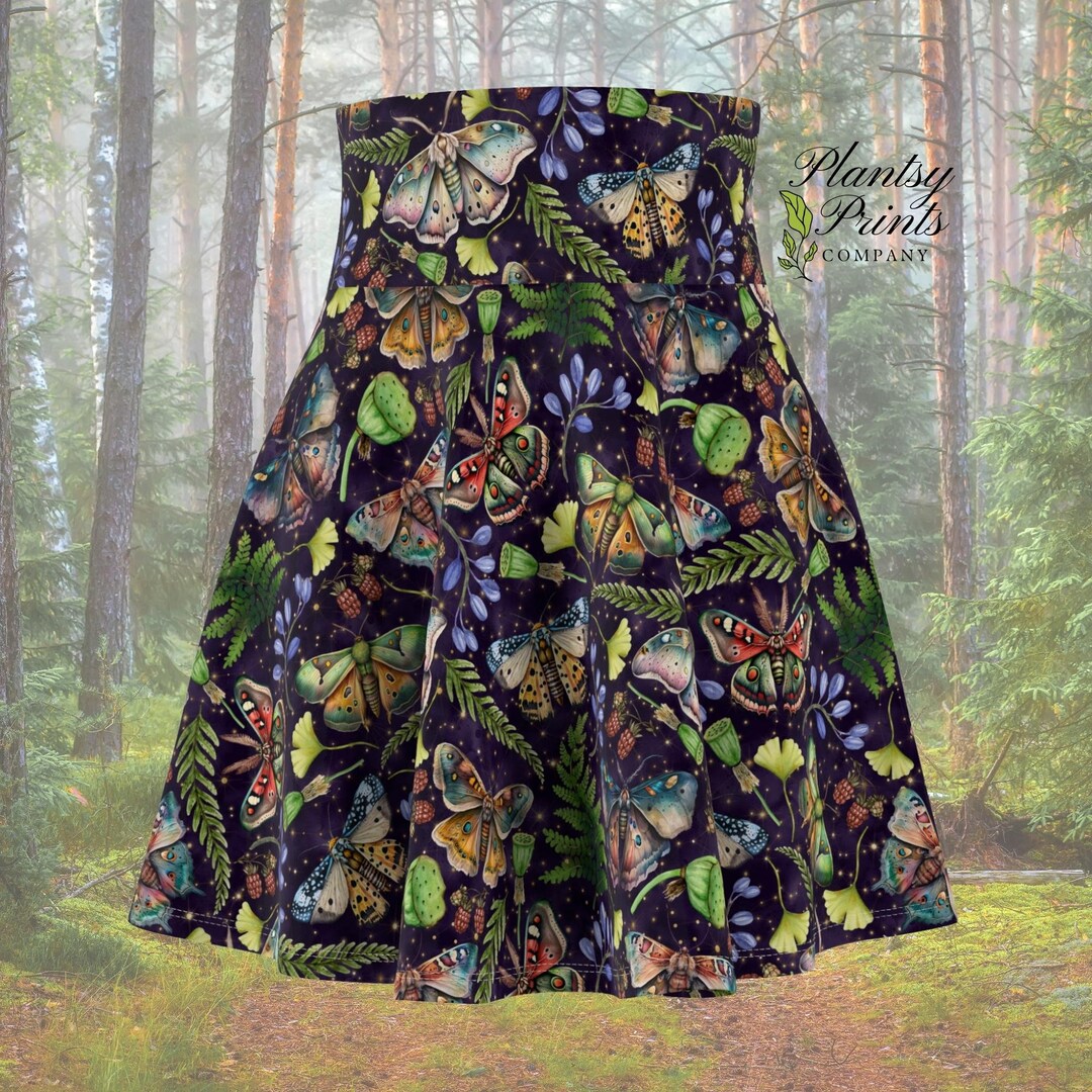 Moth Aesthetic Skirt High Waisted Skirt Nature Print Skirt Aesthetic ...