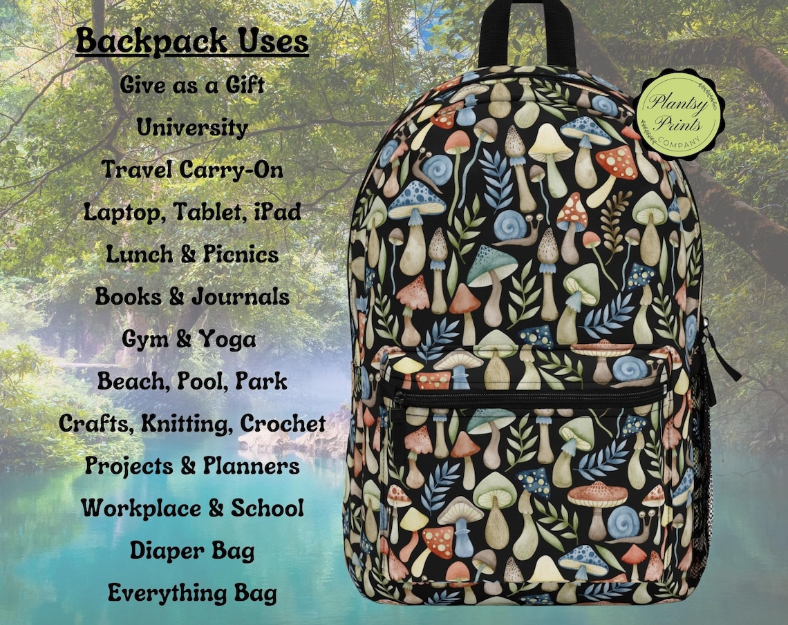 Mushroom Backpack College Student Gift Aesthetic Mushroom - Etsy
