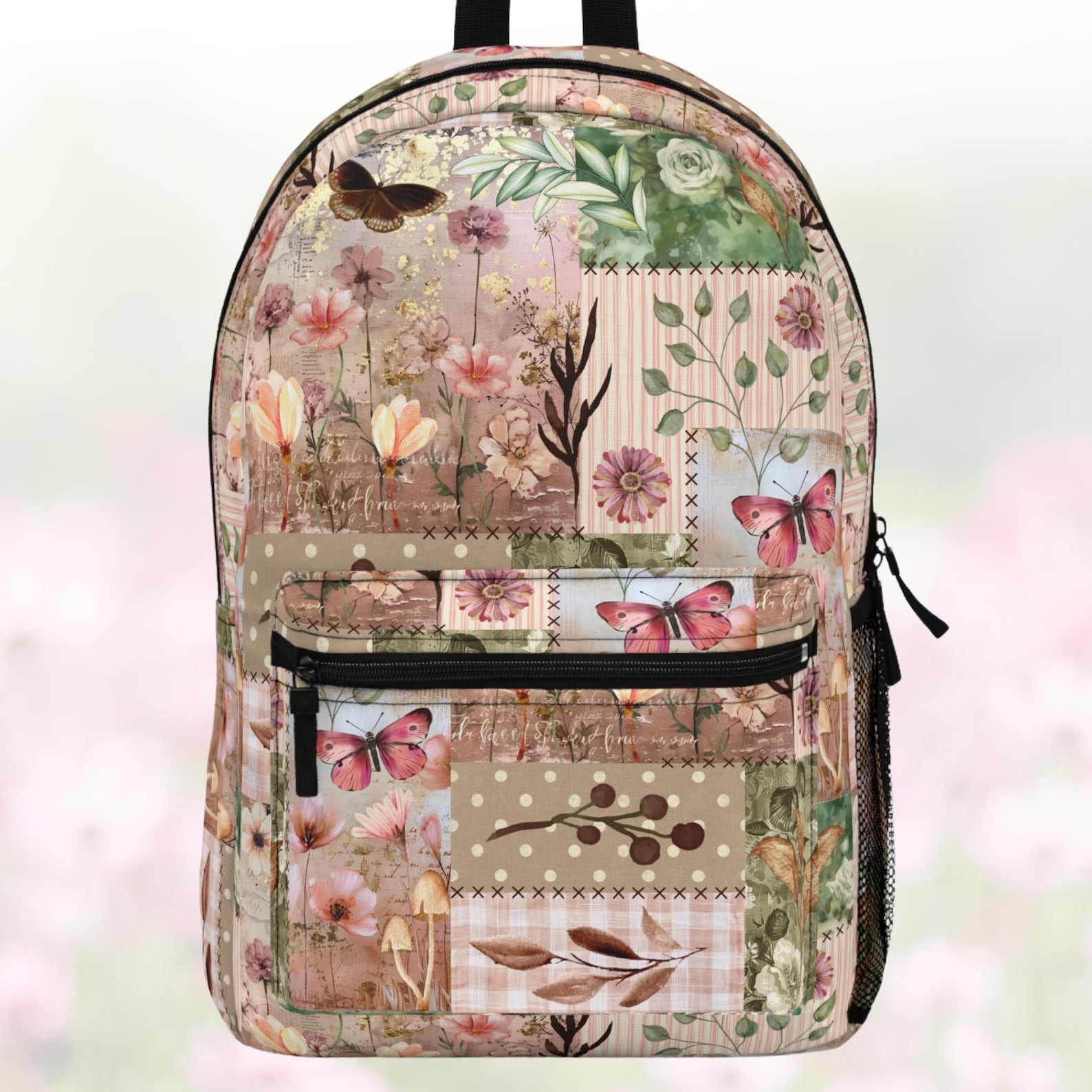 Printed Patchwork Cottagecore Style Floral Backpack, Everyday Backpack ...