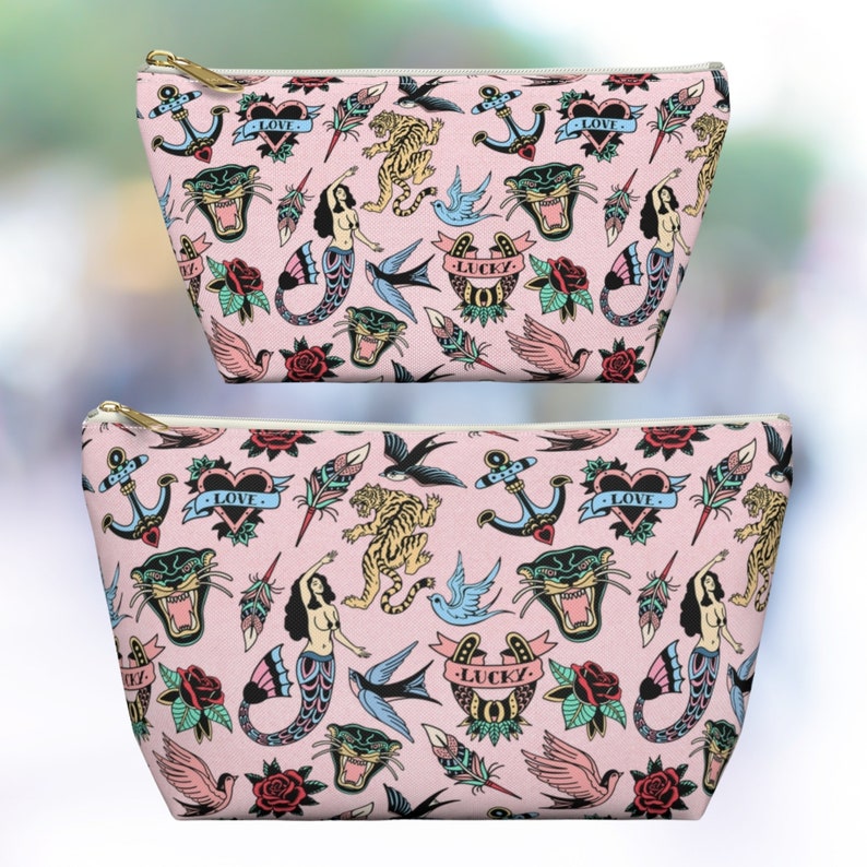 Old School Tattoo Theme Accessory Pouch, Traditional Tattoo Print ...