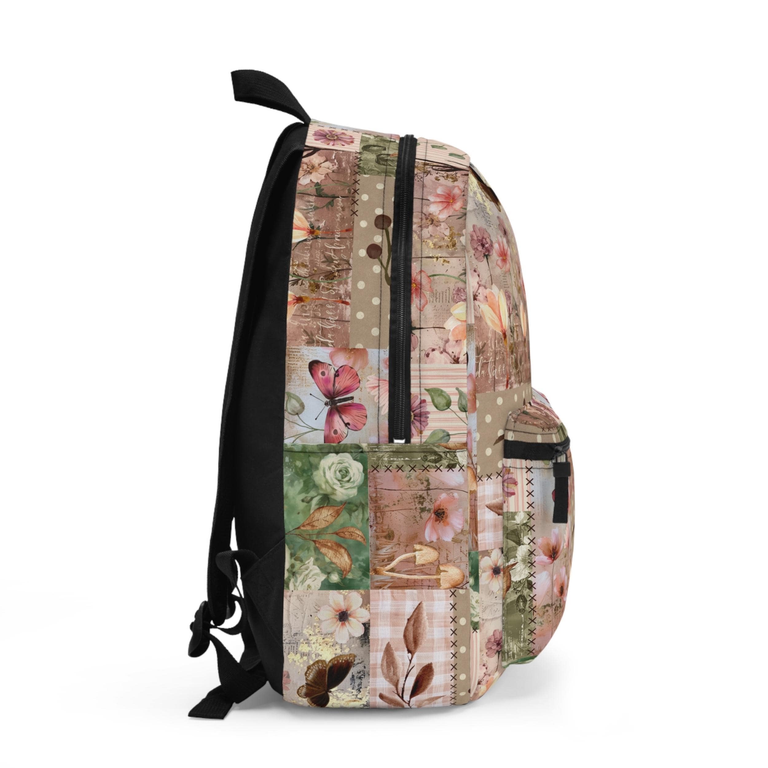 Printed Patchwork Cottagecore Style Floral Backpack, Everyday Backpack ...