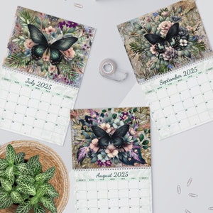 Butterfly Wall Calendar 2025, Large Wall Calendar, Black Butterfly ...