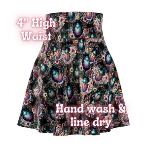 Beetle Skirt, Black Skirt With Beetle Pattern, High Waisted Skirt for ...
