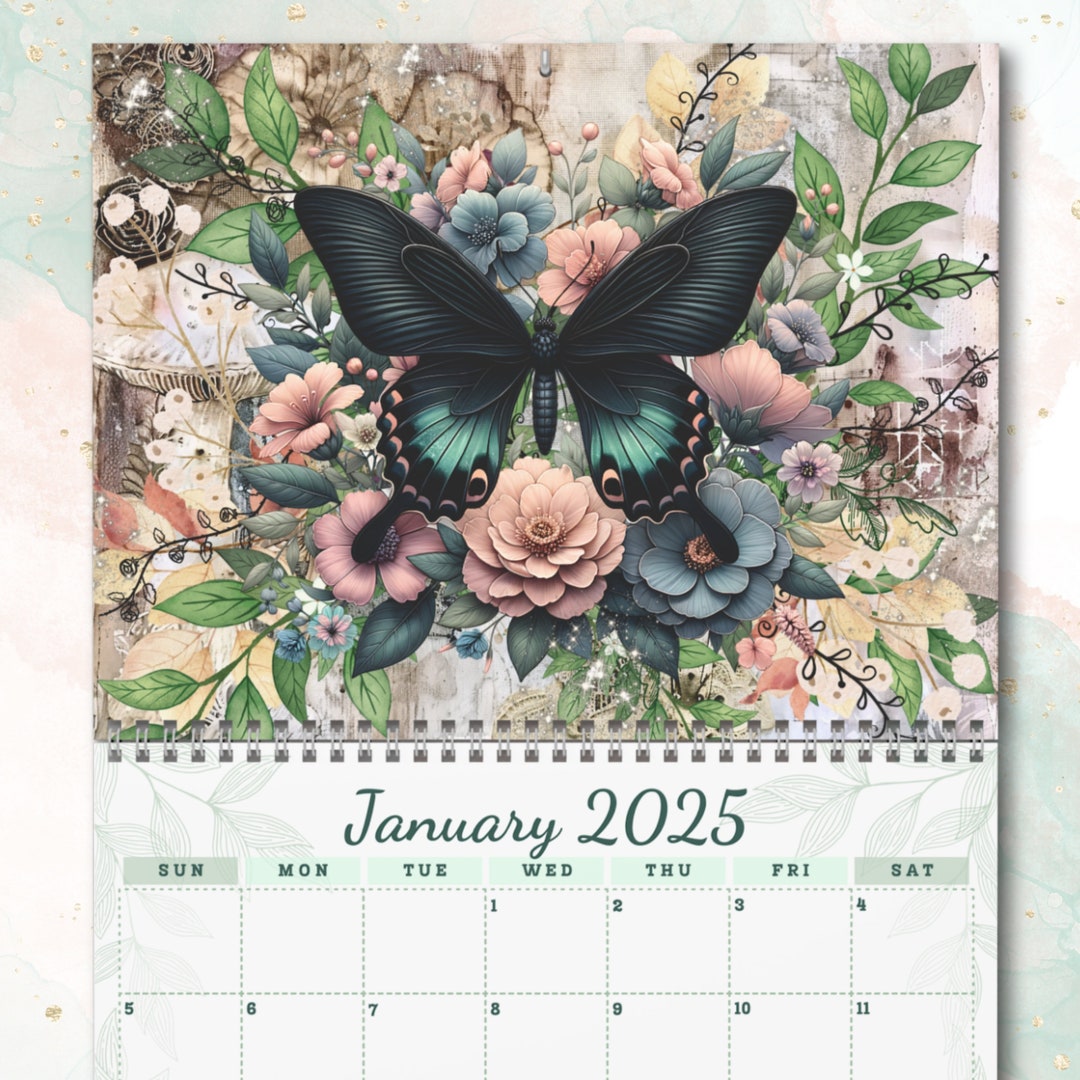 Black Butterfly Moth Calendar 2025, Butterfly Wall Calendar 2025 ...