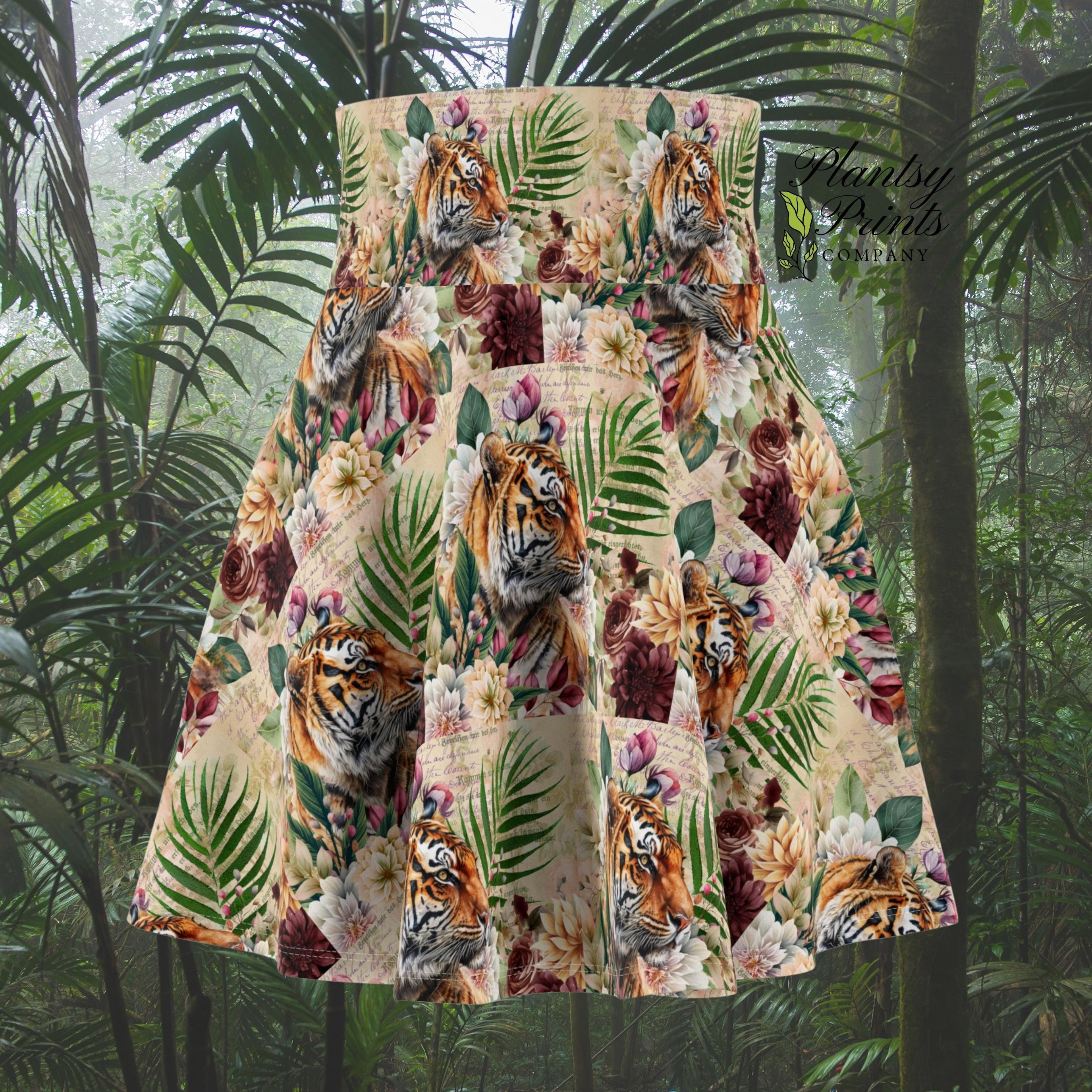 Tiger Skirt Shabby Chic Skirt Tropical Print Fashion Skirt Tiger Print ...