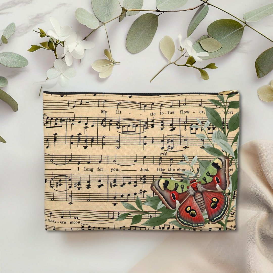 Moth Pouch Travel Organizer, Cottagecore Makeup Pouch, Musical Theme ...