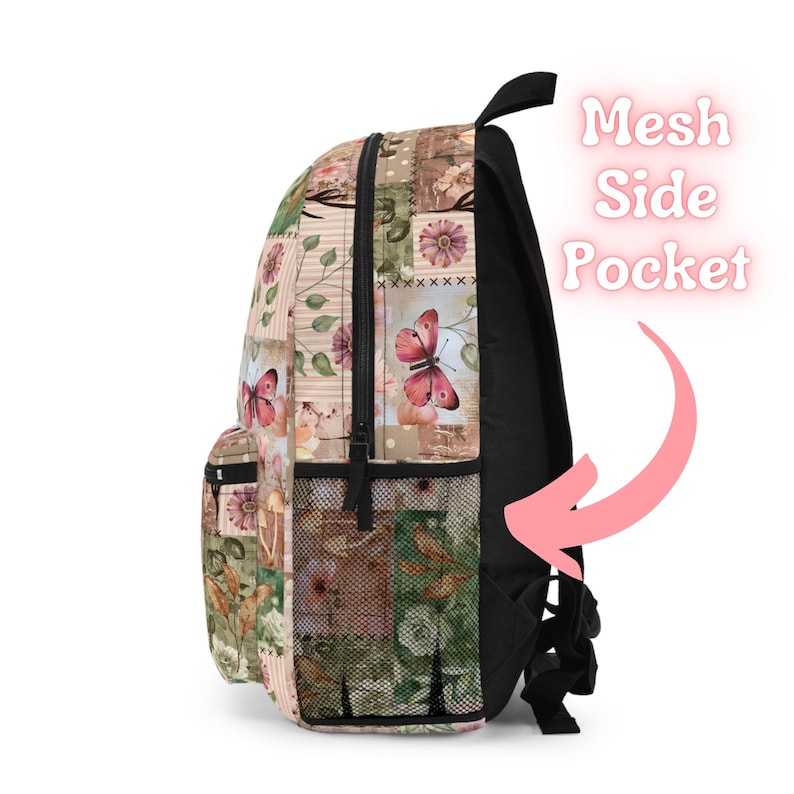 Printed Patchwork Cottagecore Style Floral Backpack, Everyday Backpack ...
