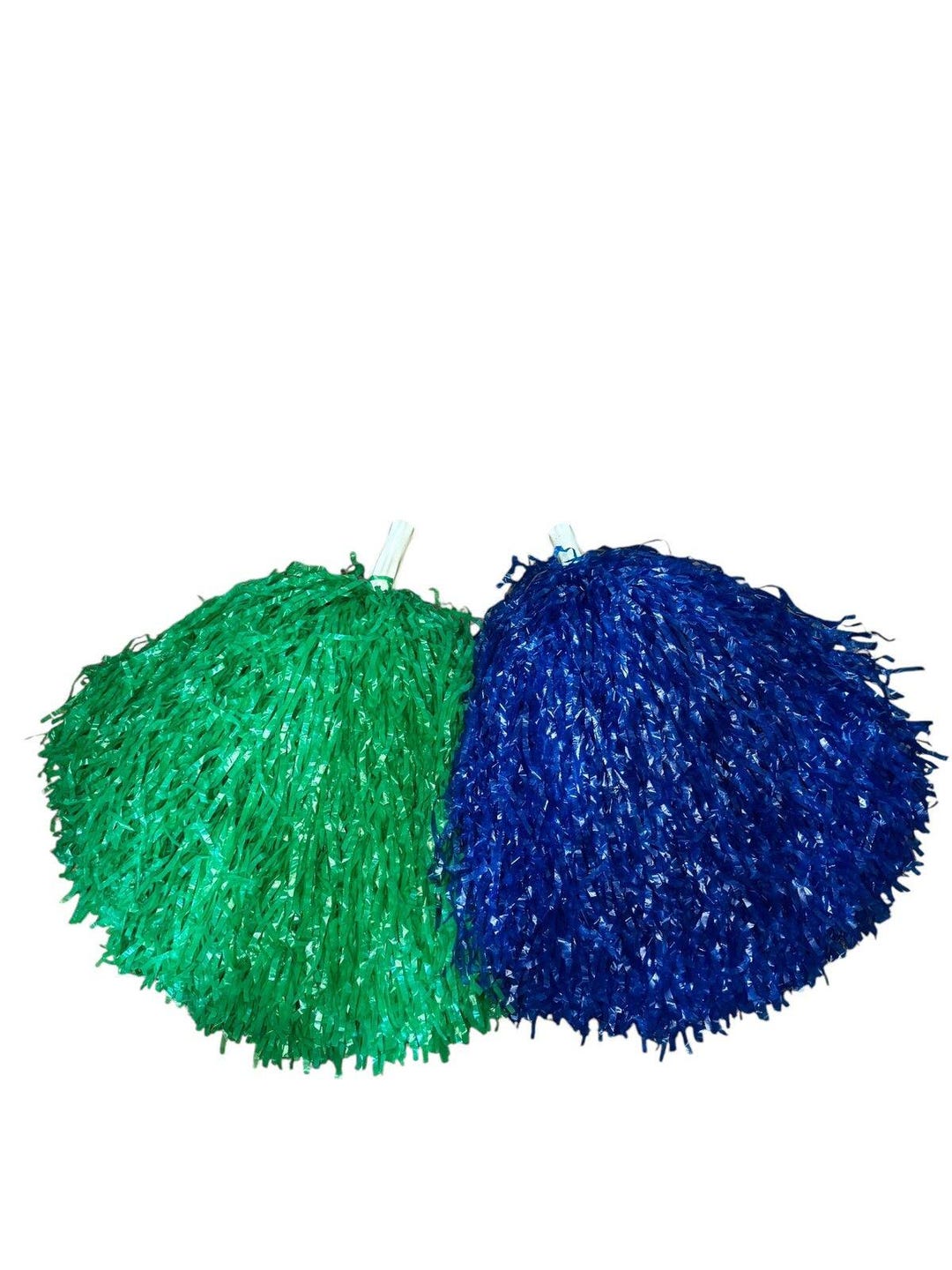Vintage Cheerleader Usa 14 Pom Poms Green Blue 80s Usa Cheerleading Set