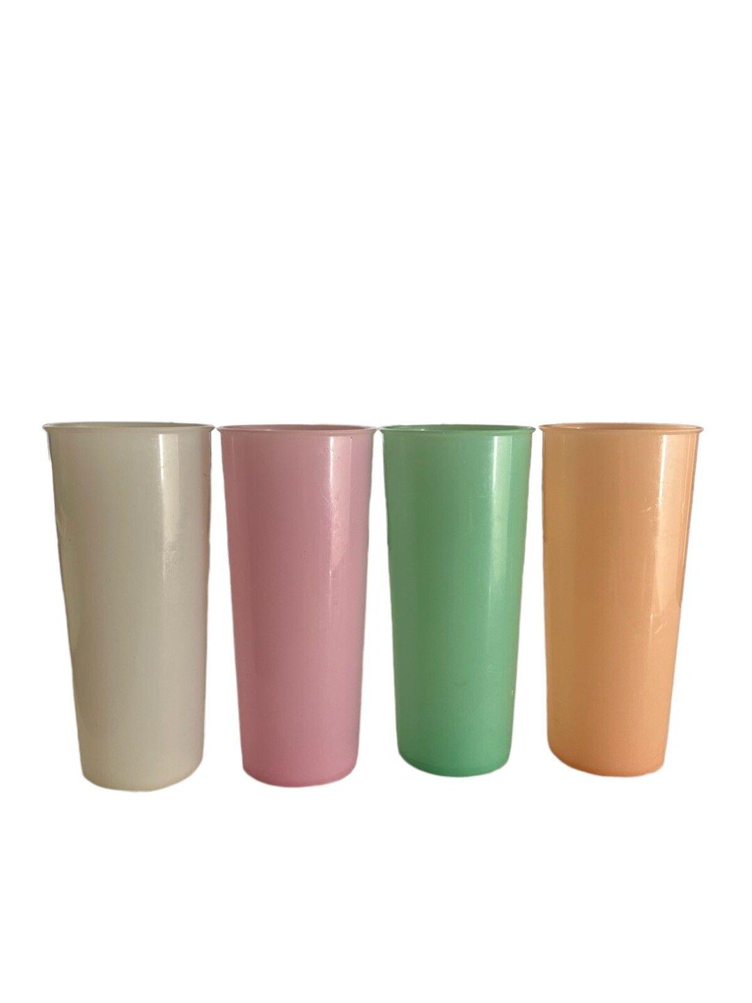 Vintage Tupperware 16 Oz Plastic Drinking Glasses Set of 4 Pastel #107 ...