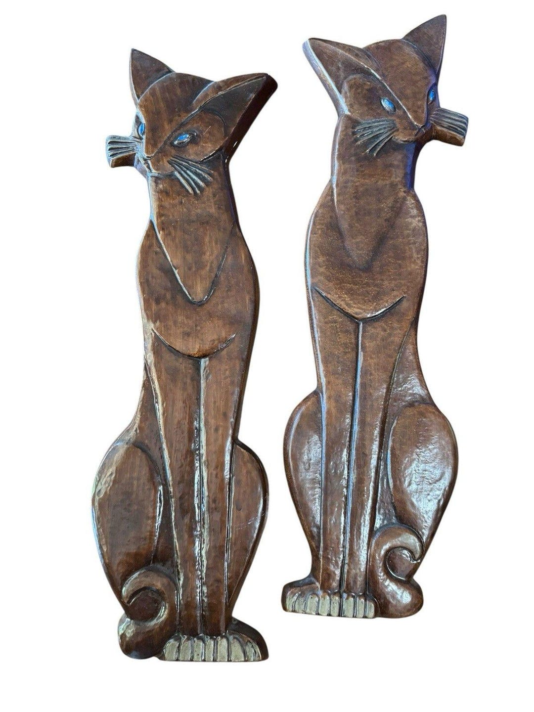 Set Vintage 60s Chalkware Siamese Cat Plaster Wall Hanging MCM 21 ...